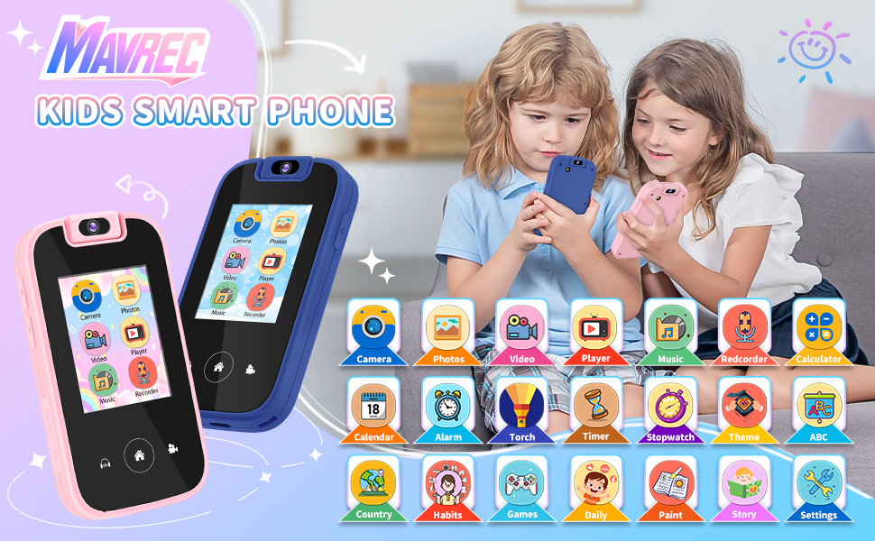 Amazon.com: MAVREC Kids Smart Phone for Boys 3 4 5 6 Year Old, 180 ...