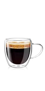 Glass Coffee Mugs 350ml, Top-spring 12oz Clear Glass Coffee Cups with ...