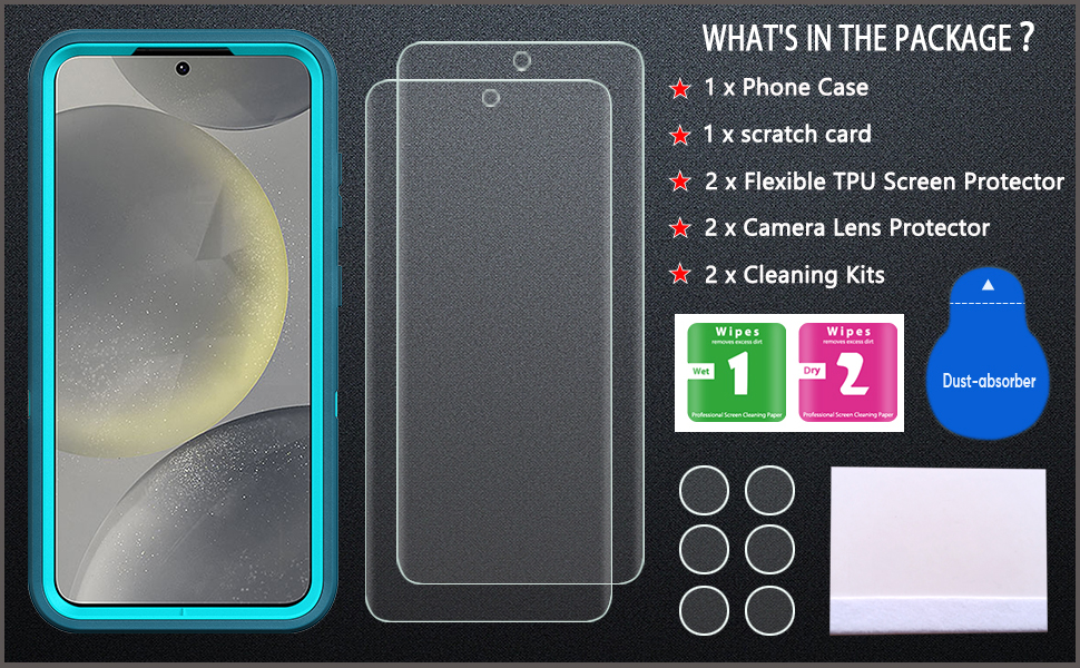 Amazon.com: YKHJKLEC for Samsung Galaxy S24 Case, with 2Pcs [Self Healing Flexible TPU Screen ...