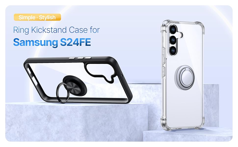 Amazon.com: Silverback for Samsung Galaxy S24 FE Case Clear with Ring Kickstand, Protective Soft ...
