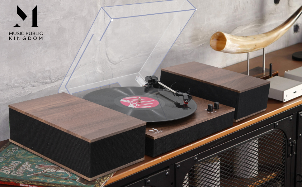 Amazon.com: MPK Bluetooth Record Player,Turntable HiFi System with ...