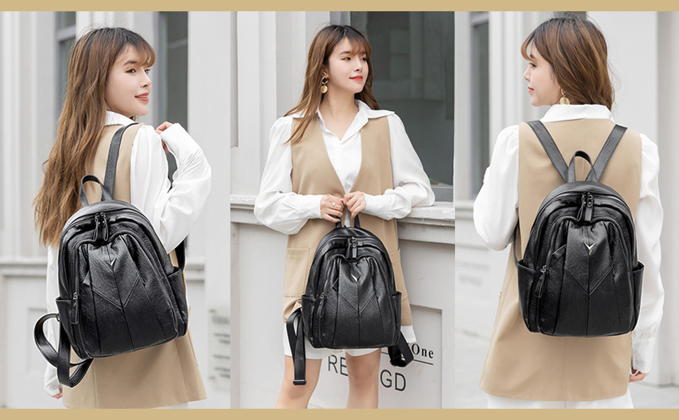 Amazon.co.jp: [Cosylive] レディース PU革 リュック ファッションバックパックA4対応 防水 大容量リュックサック 2WAY ハンドバッグ 通勤 旅行 出張 買い物 ...