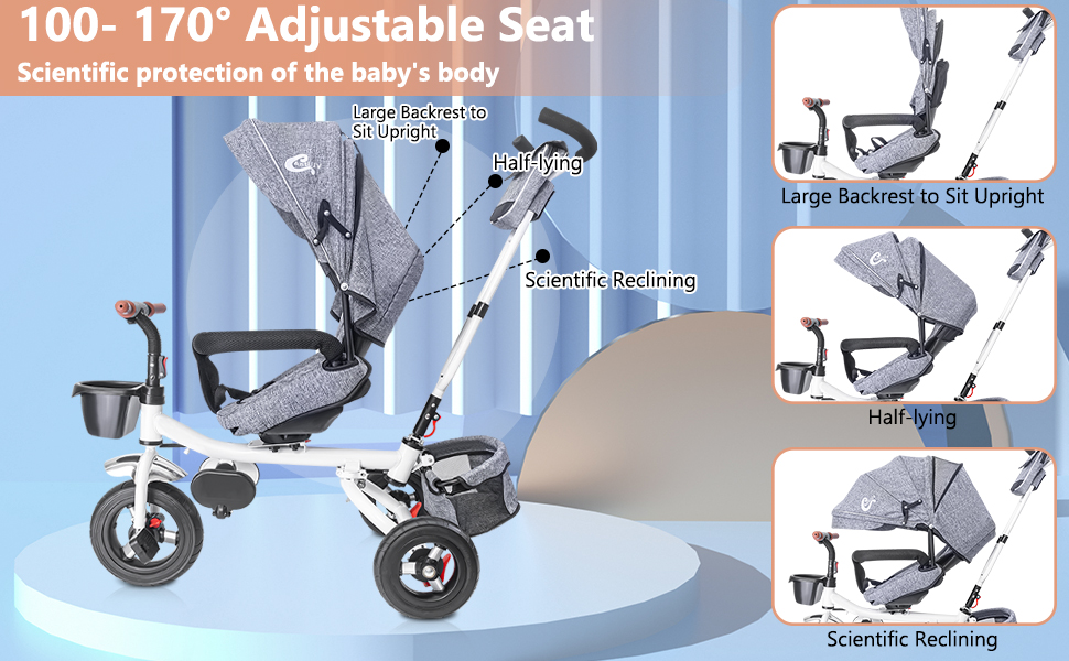 Amazon.com: Baby Tricycle, 4-in-1 Folding Smart Baby Kids Bike Trikes Stroller with Handle, 360 ...