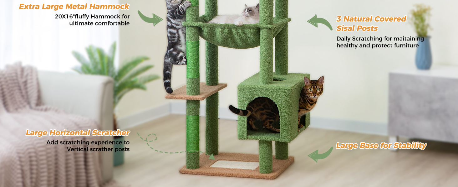Amazon.com : Meow Sir Large Cat Tree for Large Cats 70 Inches TallCat Tower with Large Hammock ...