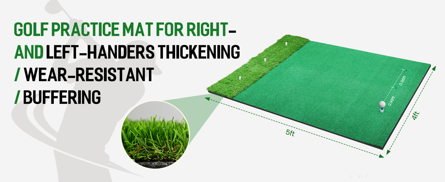 Amazon.com : Topfly Golf Practice Mat, 5x4ft Artificial Dual-Turf Golf Mat, Outdoor & Indoor ...