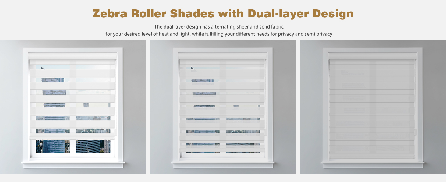 Amazon.com: Changshade Zebra Blinds with Cord Custom Size, Corded Blinds for Indoor Windows Pull ...