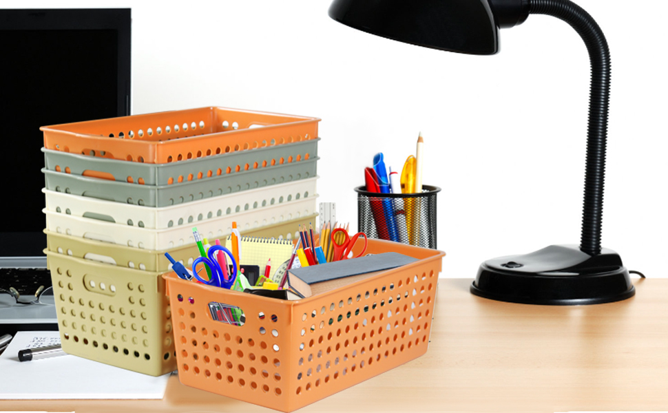 Amazon.com - 8 Pack Plastic Storage Baskets - Small Pantry Organizer ...