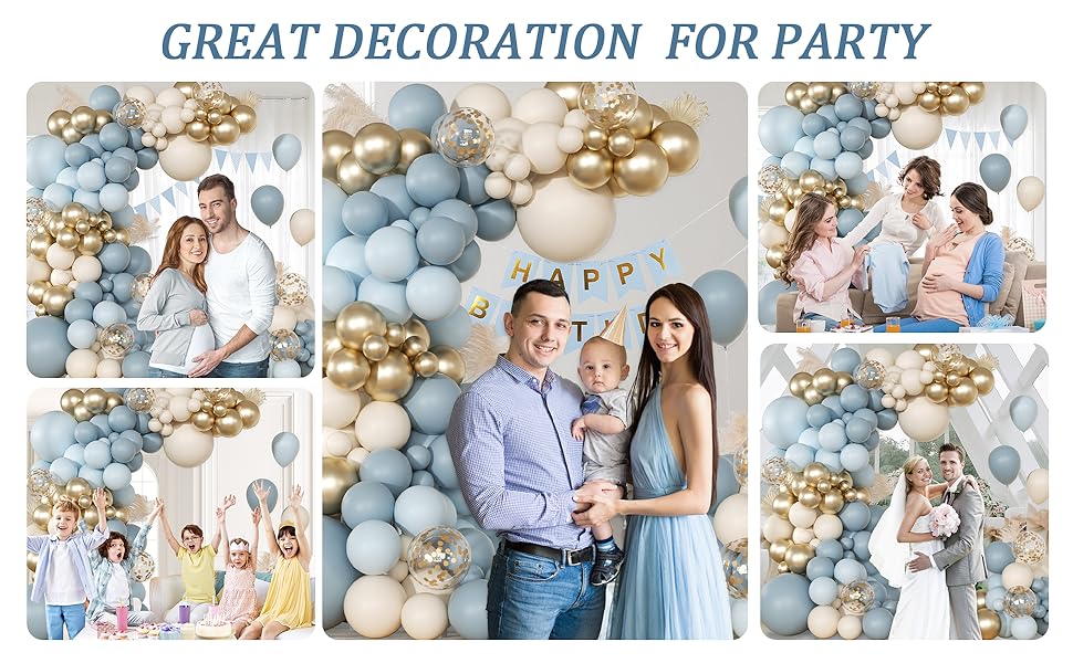 Amazon.com: 147pcs Dusty Blue Balloon Garland Arch Kit, Dusty Blue Light Baby Blue Sand White ...