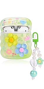 Amazon.com: Aleviker Cute AirPods Cases with Bear Keychain Cartoon Biscuit Bear Design Full ...