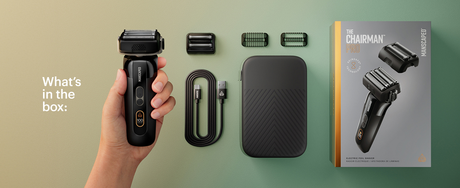 Amazon.com: MANSCAPED® The Chairman™ PRO Men’s Electric Foil Face Shaver - Two Interchangeable ...