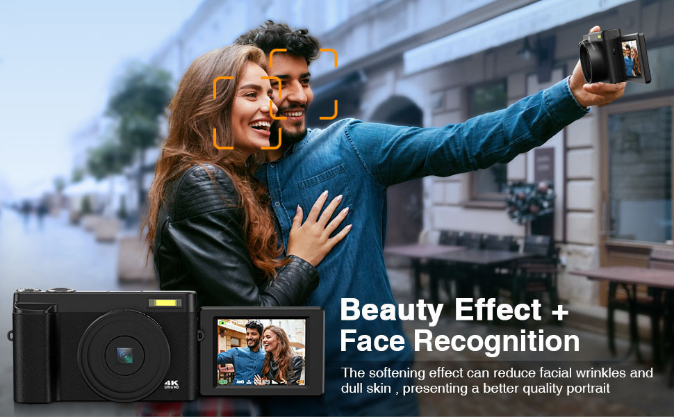 Digital Camera,Jumobuis 4K 48MP Autofocus Vlogging Camera with 32G Memory Card 16X Digital Zoom ...