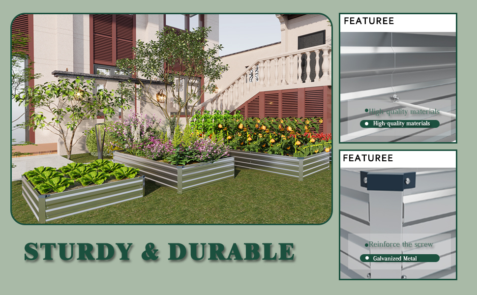 Amazon.com: ZUNUDA 10×3×1FT(2PCS) Galvanized Raised Garden Bed Kit, Metal Planter Boxes，Large ...