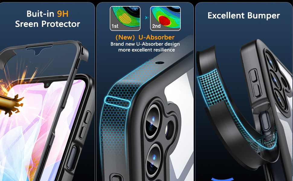 RC1WD for Samsung Galaxy A15 Case, 360 Full Body Protective Samsung A15 5G/4G Case Built-in 9H ...