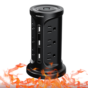 Extensión de Torre,Regleta de Alimentación,Regleta Multicontacto USB con 12 Tomas de CA y 3 USB ...