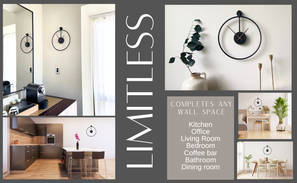 Amazon.com: OAKOA Modern 12 Inch Silent Wall Clock - Black Metal Clock ...