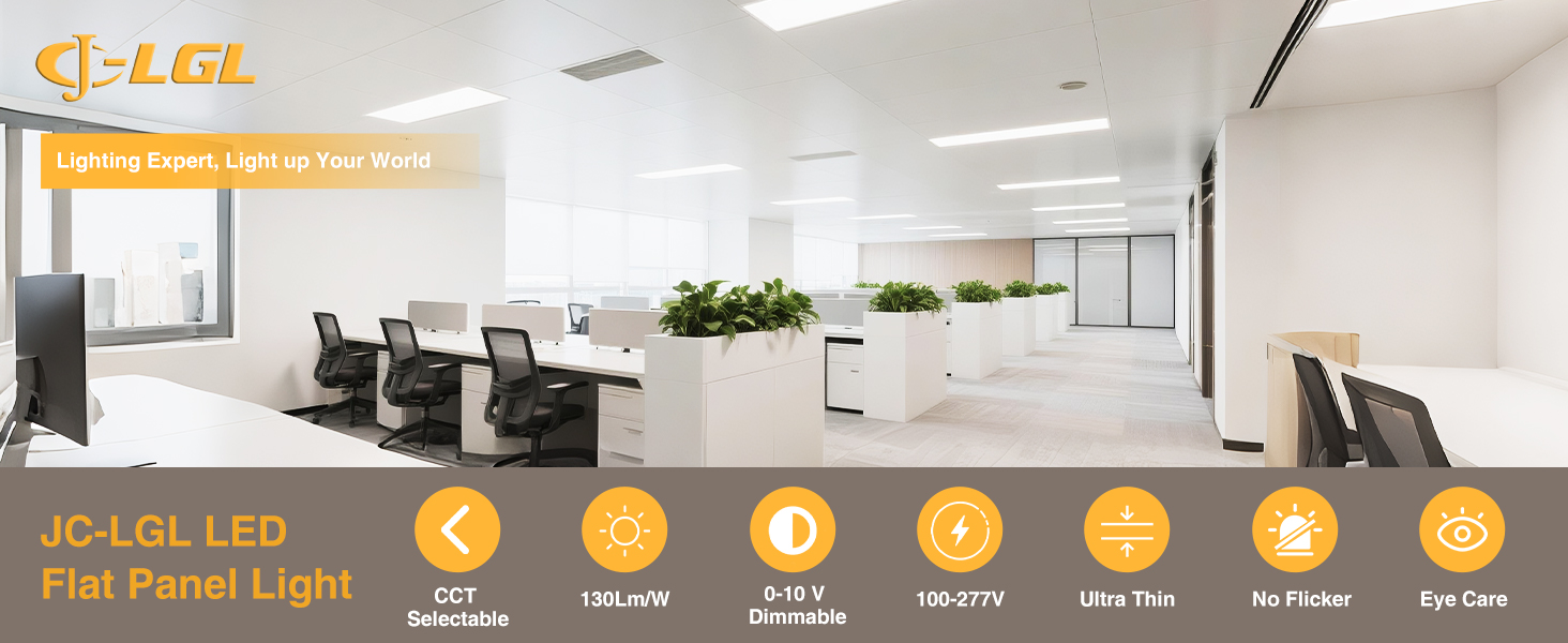 JC-LGL 1x4 LED Flat Panel Light, Drop Ceiling Lights Fixture, Selectable Features, 20W/25W/30W ...