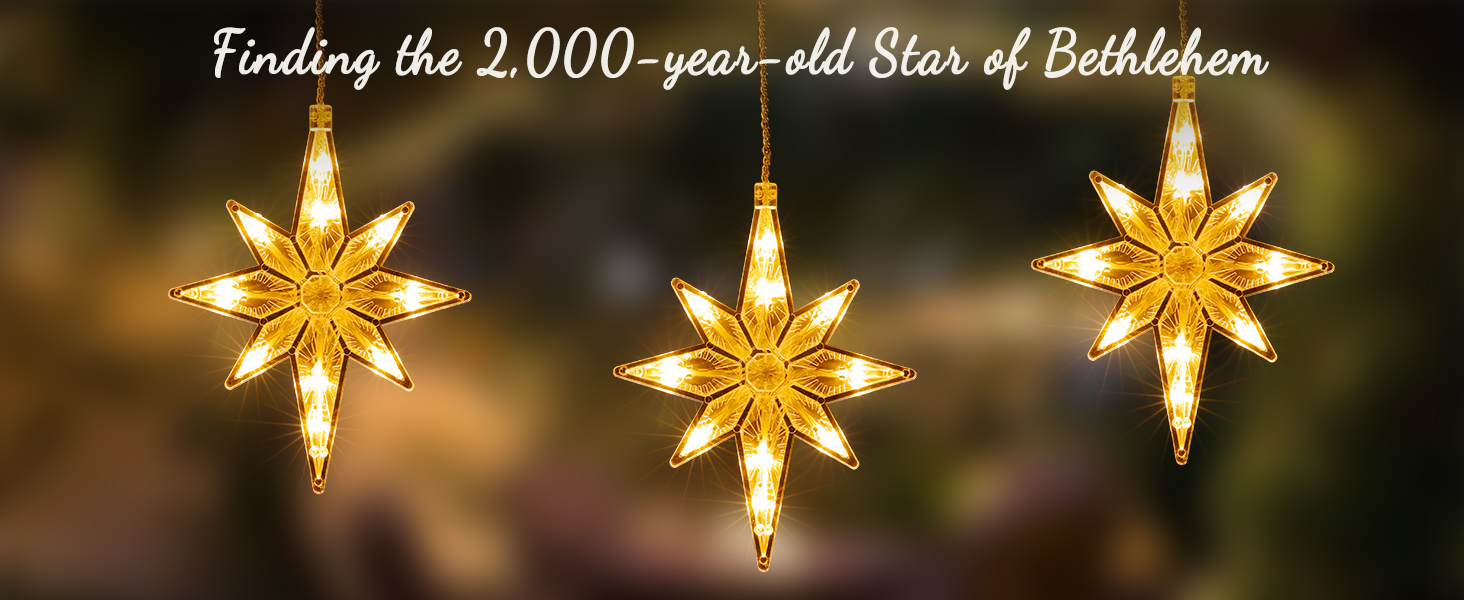 3Pack Christmas Star Window Lights,Quntis Battery Operated 30LED ...
