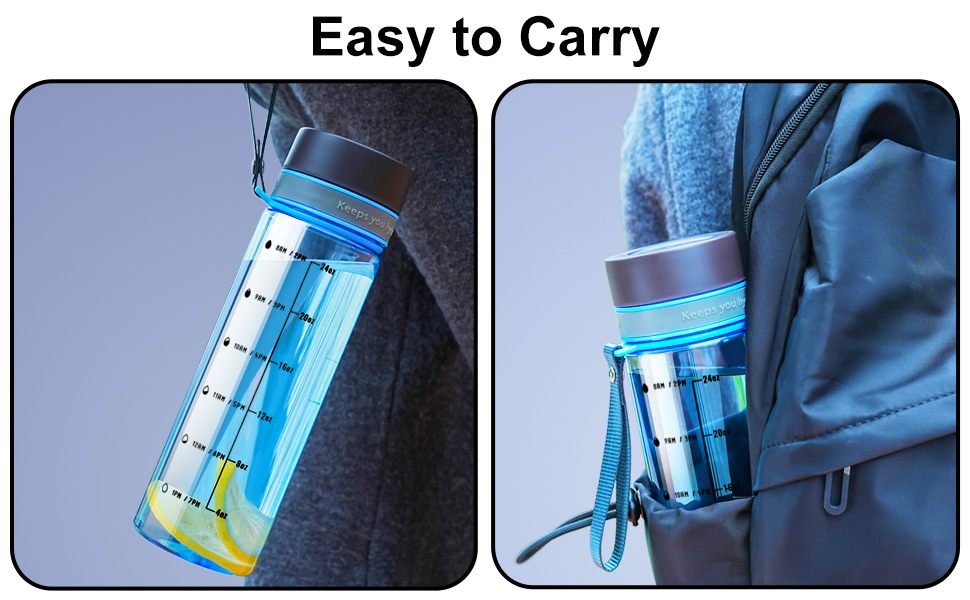 Amazon.com: Doseno Reusable Water Bottle, Water Bottle with Time Marker, Plastic Water Bottles ...