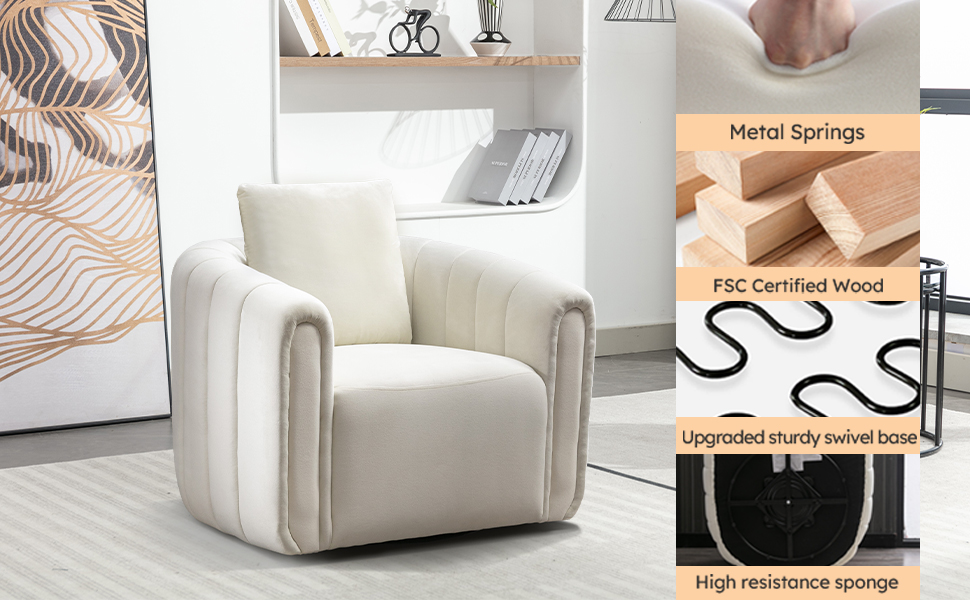 Amazon.com: Phoenix Home Swivel Accent Chairs for Living Room Set of 2, 360 Degree Round Swivel ...