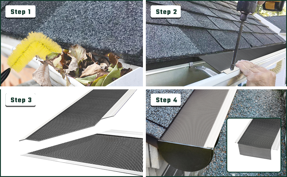 Flehomo Gutter Guard, 5 Inch Stainless Steel Micro Mesh Gutter Covers ...