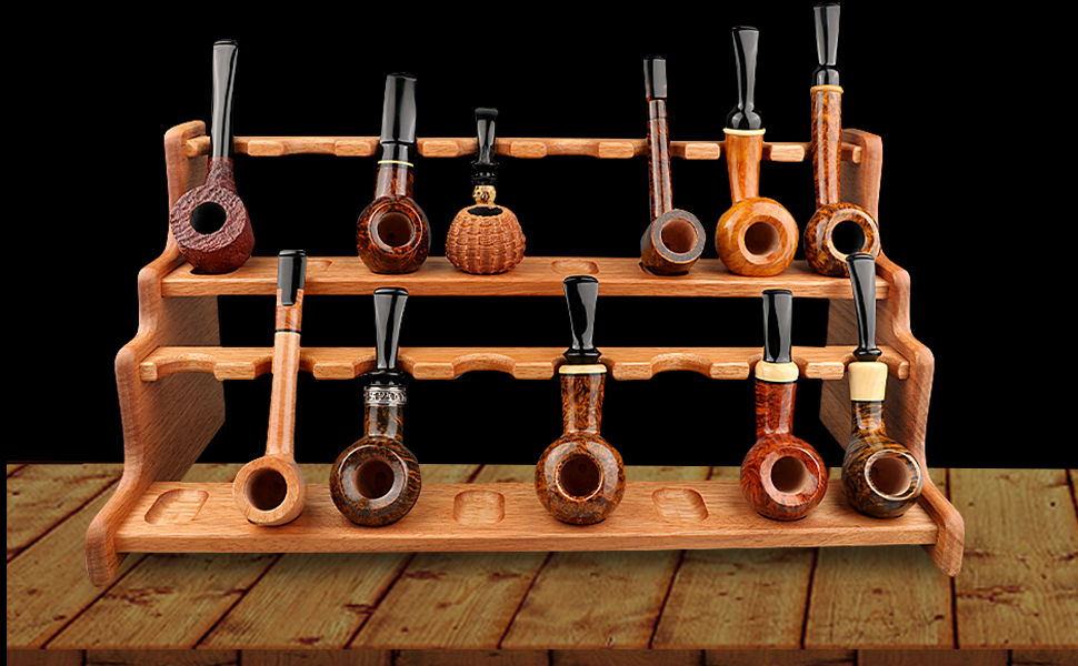 Amazon.com: PRIPRAEECK Wooden Tobacco Pipe Stand, Wood Pipe Stands Holder for Smoking Pipes ...