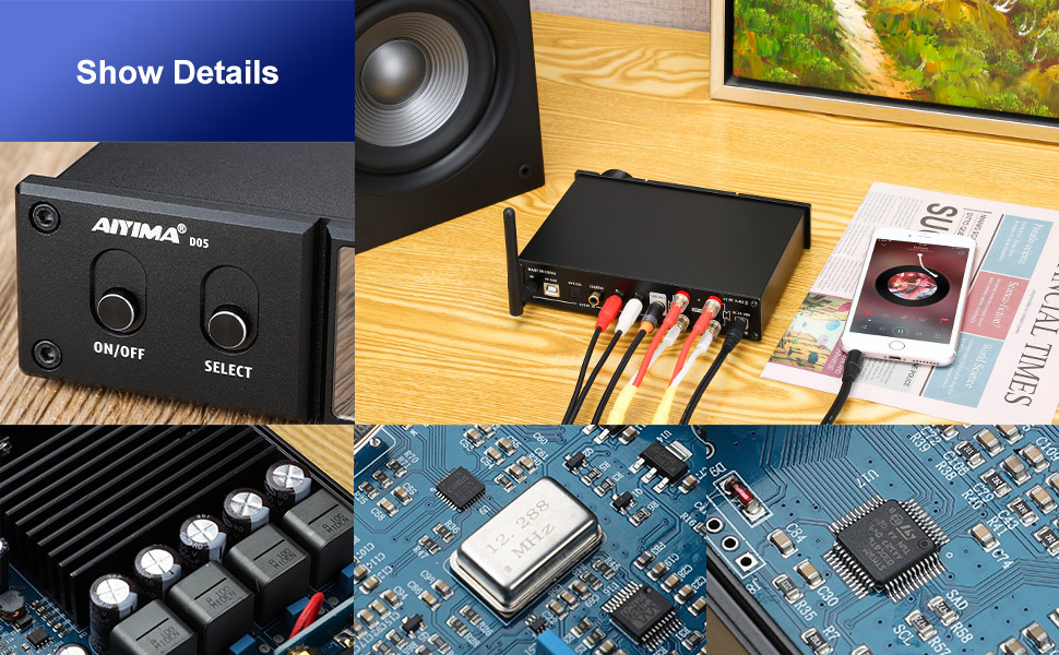 Amazon.com: AIYIMA D05 Bluetooth 5.0 Power Amplifier 120Wx2 Stereo HiFi 2.1 CH Digital Sound ...