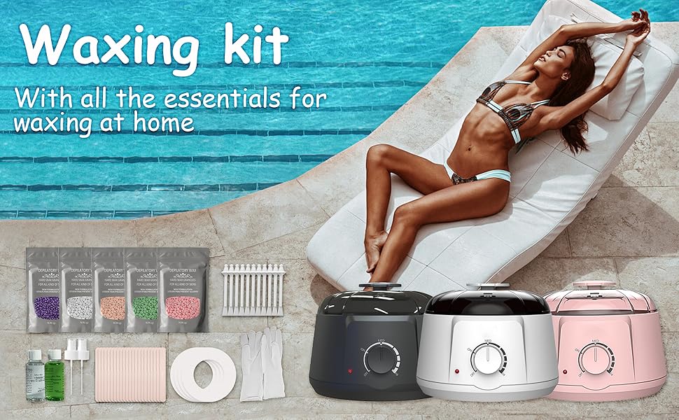 Waxing Kit, Wax Pot for Hair Removal, Wax Heater Kit for Waxing Professional, 5 Packs Wax Beads ...