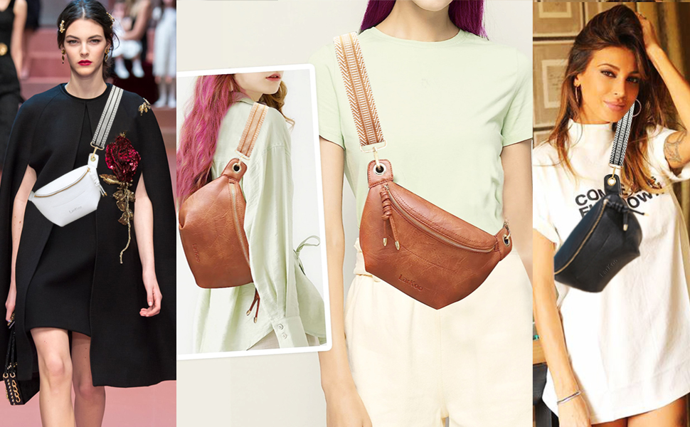 Amazon.com: LarKoo Fanny Packs for Women Vegan Leather Crossbody Bags for Girl Tassel Chest ...