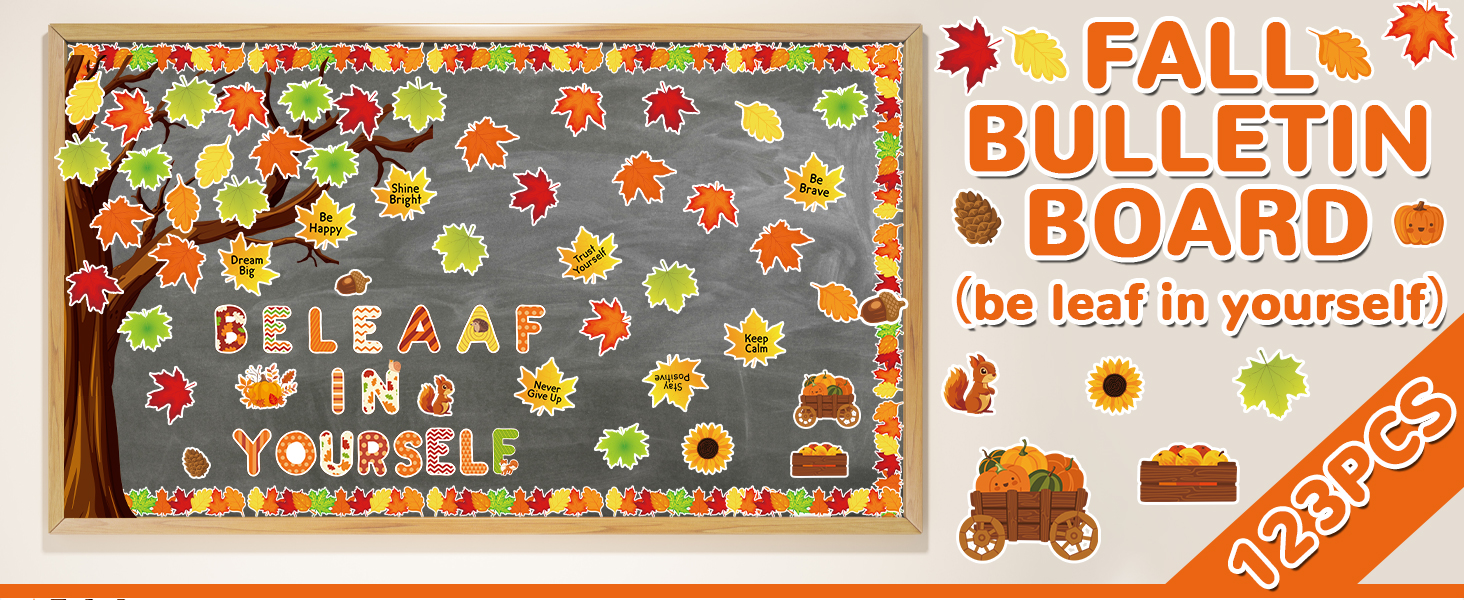 Amazon.com: gisgfim Fall Bulletin Board Decoration Be Leaf in Yourself ...