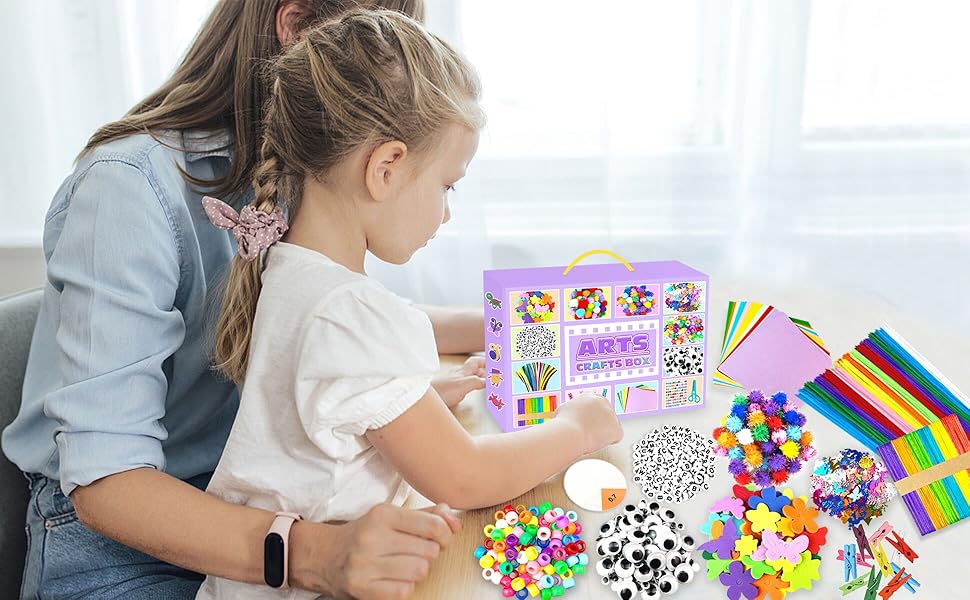 2000 Stück Bastelset Kinder, Basteln Bastelkoffer Kinder, DIY Bastelmaterial, Pfeifenreiniger ...