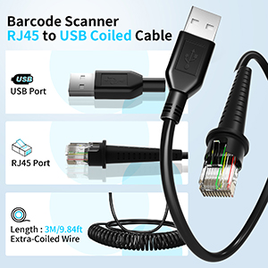 Amazon.com: 9.84ft Barcode Scanner Cable for Honeywell Scanner Cable MS9520 MS5145 MS1890 MS9524 ...