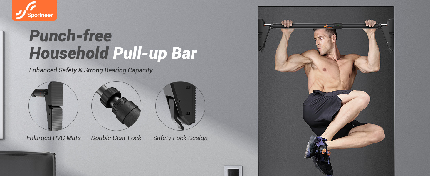 Sportneer Pull Up Bar: Adjustable Width Locking Mechanism Chin up Bar without Screws - Strength ...