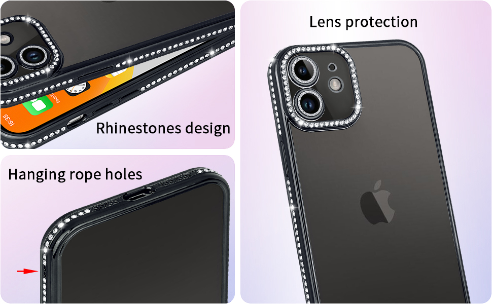 Amazon.com: Fycyko Compatible for iPhone 11 Case with Glitter Diamond Camera Protector,Bling ...