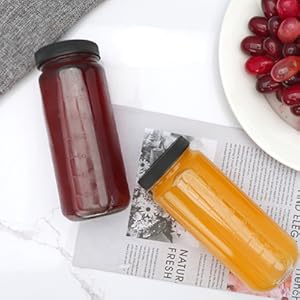 Amazon.com: Encheng 16 oz Glass Juice Bottles with Lids,9 Pack Reusable Juicing Bottles Drinking ...