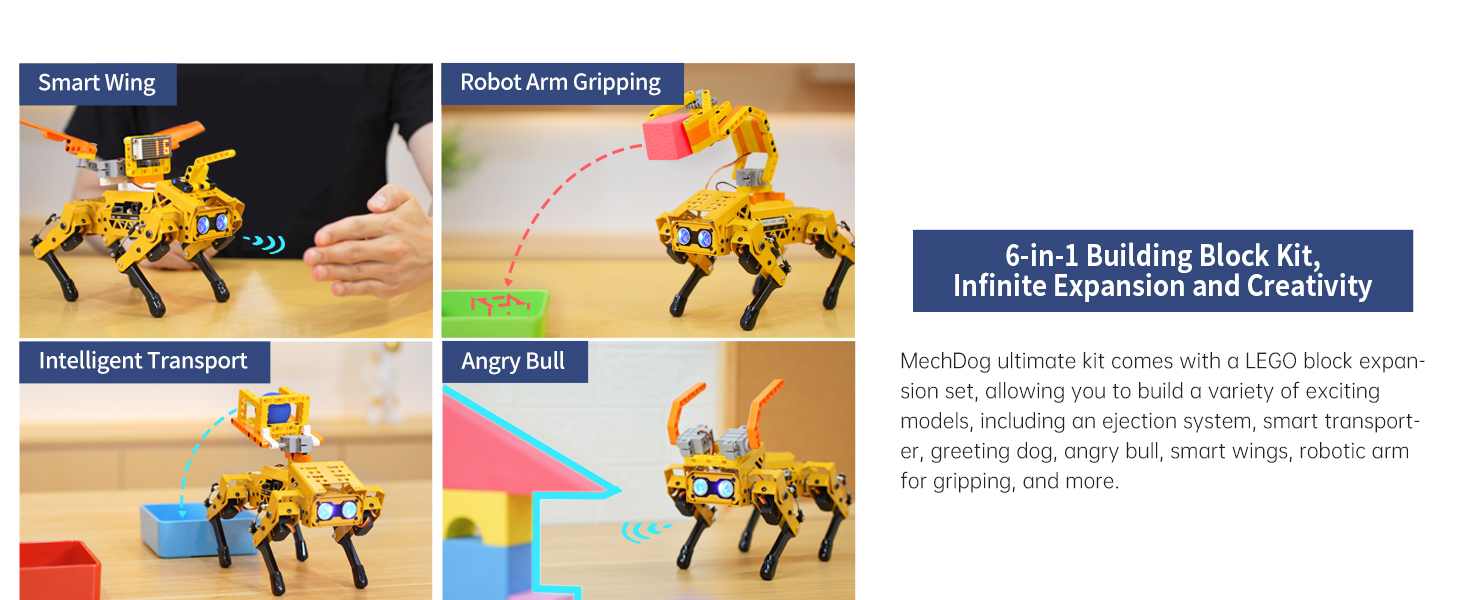 Amazon.com: MechDog Robot Dog for Arduino Python Scratch microbit Starter Robot Kit AI Vision ...