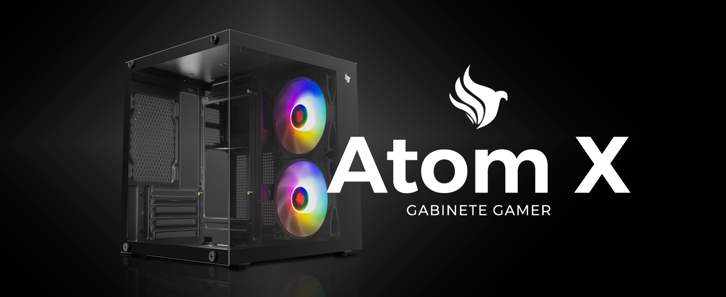 Gabinete Gamer Pichau Atom X | Mini-Tower | Lateral de Vidro | Com 2 Fans | Preto | PG-ATOMX-BK ...