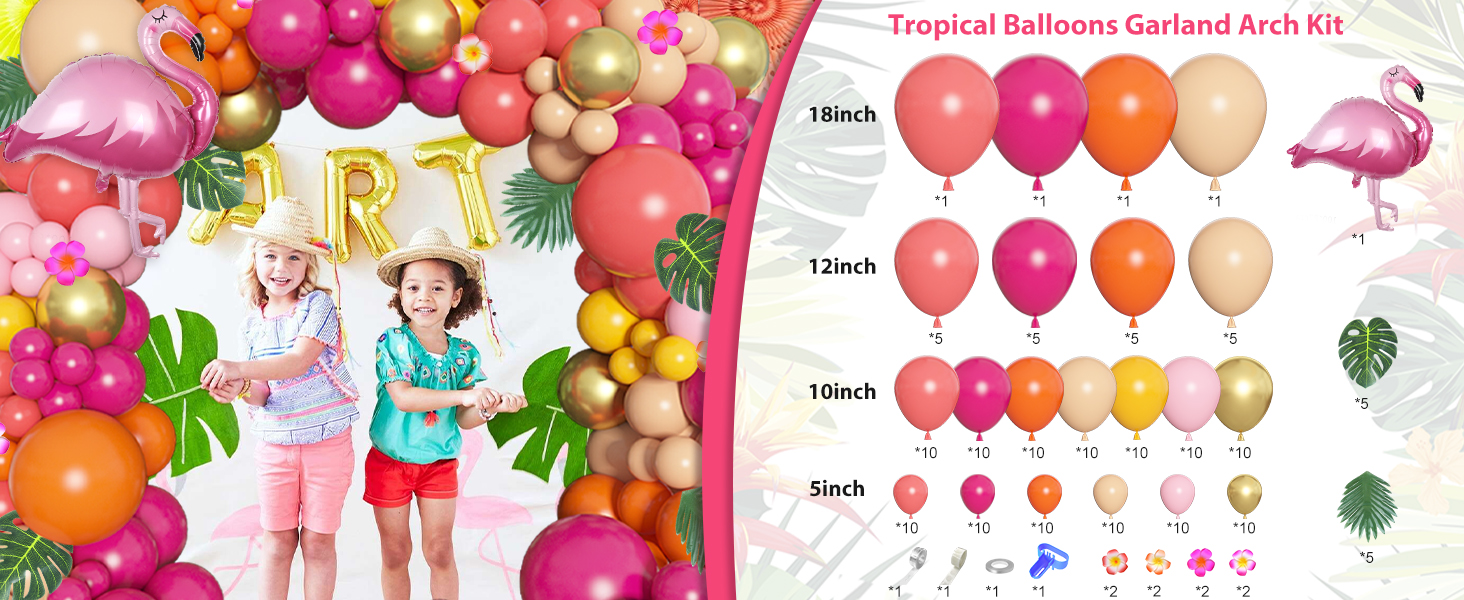 Amazon.com: Ouddy Life 178Pcs Tropical Balloons Arch Garland Kit, Luau Tropical Party ...