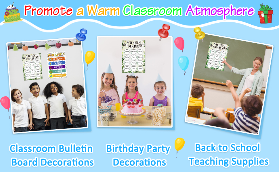 Amazon.com: Fsaoor Boho Greenery Happy Birthday Chart for Classroom ...