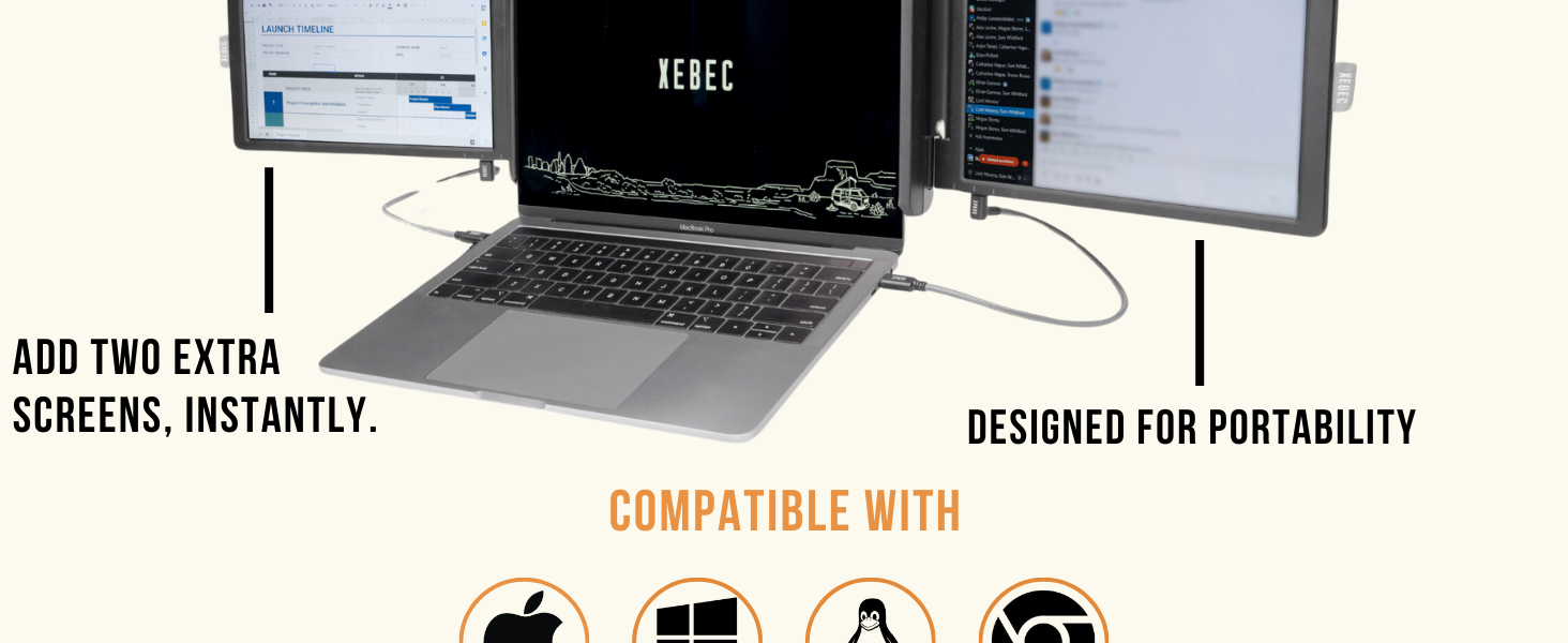 Amazon.com: Xebec Tri-Screen 2 + AirStand Bundle | Triple Laptop Monitor Extender (10.1" Full HD ...