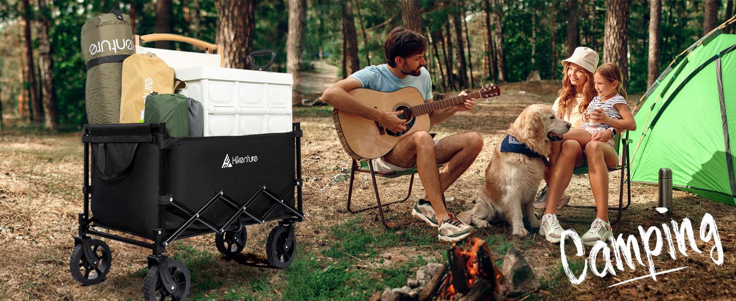 HIKENTURE Bollerwagen Faltbar mit Bremen - 140 Liter Volumen & 150KG belastbar - Extrem ...