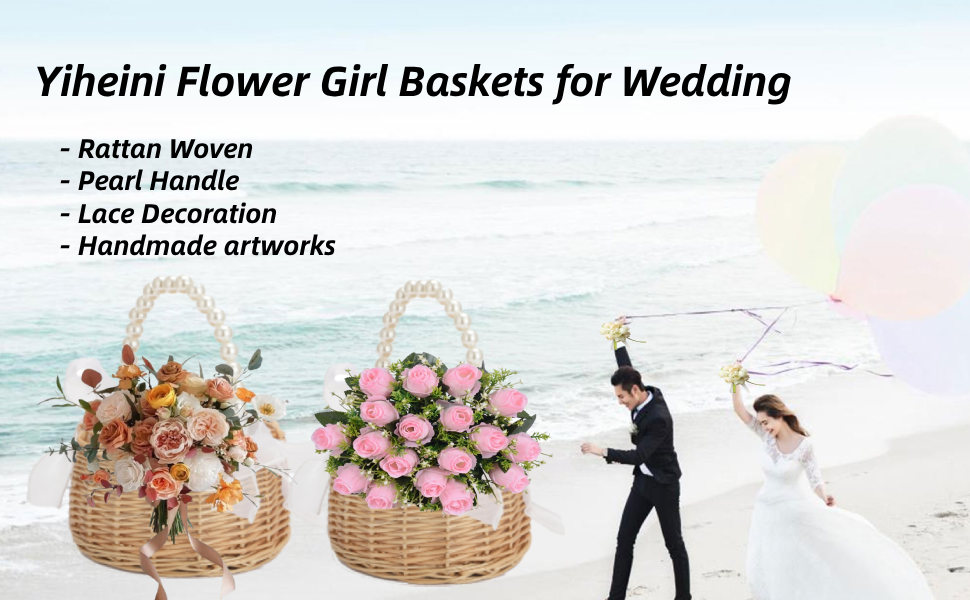 Amazon.com: 2PCS Wicker Rattan Flower Girl Basket with 2PCS Wedding ...