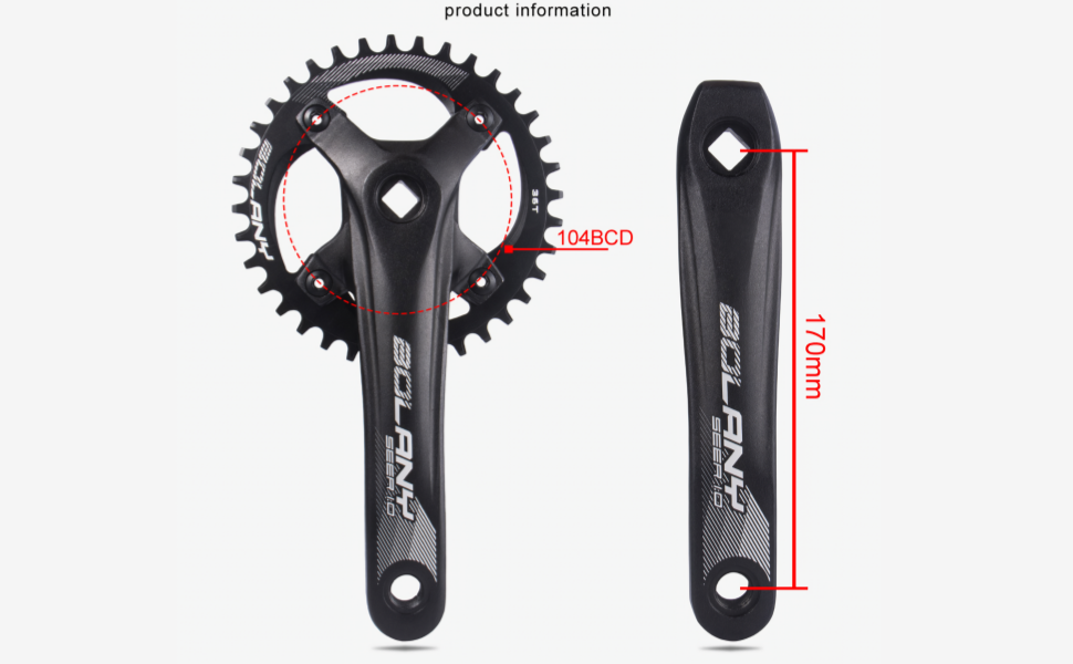 Amazon.co.jp: Ongwan クランクセット 7-12スピード マウンテンバイク用 170mm 34T アルミ 104 BCD : スポーツ＆アウトドア