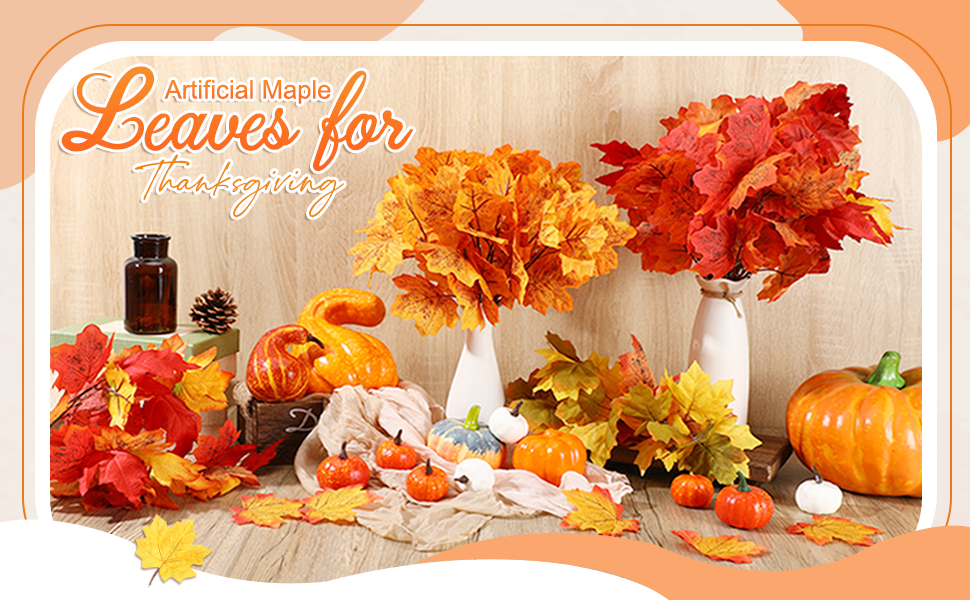 Amazon.com: Tigeen 8 Bundles Fall Leaves Decor Artificial Maple Leaves ...