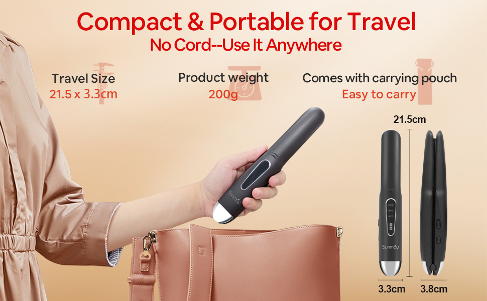 SUNMAY Voga 2 in 1 Cordless Hair Straighteners and Curler, Travel Wireless Portable USB ...