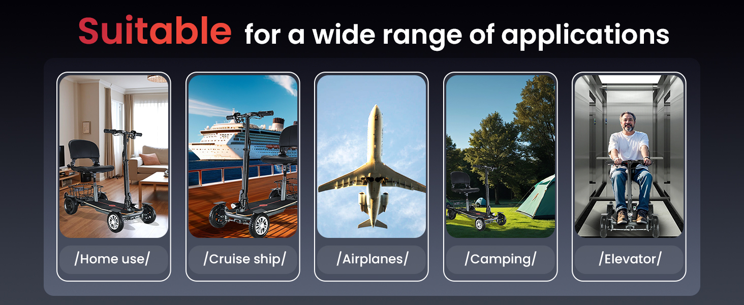 25KM 4 Wheeled E-Scooters for Adults/Seniors/Travel Weight only 21KG, 250W Brushless Motor ...