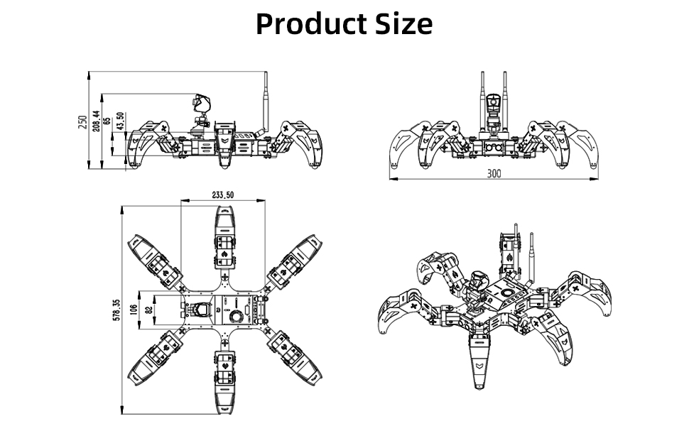 Amazon.com: XiaoR Geek Hexapod Robot Kit for Jetson Nano 18DOF HD ...