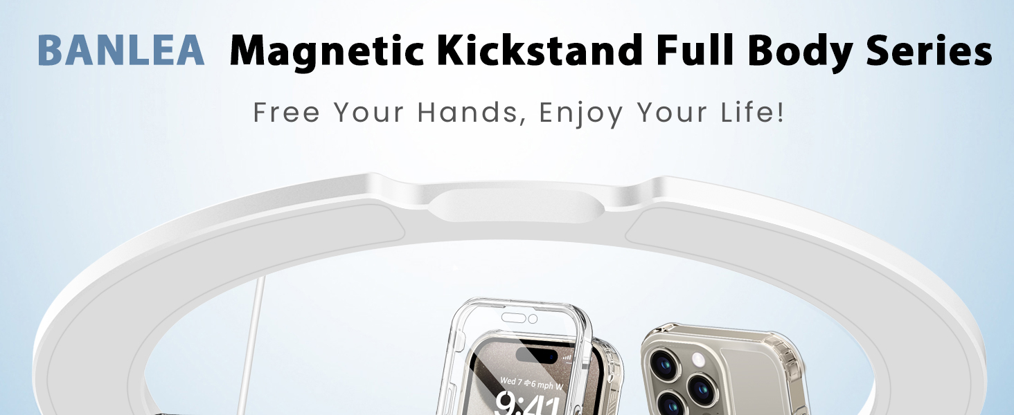 Amazon.com: BANLEA for iPhone 15 Pro Max Case, Built-in Screen Protector & Stand, with Camera ...