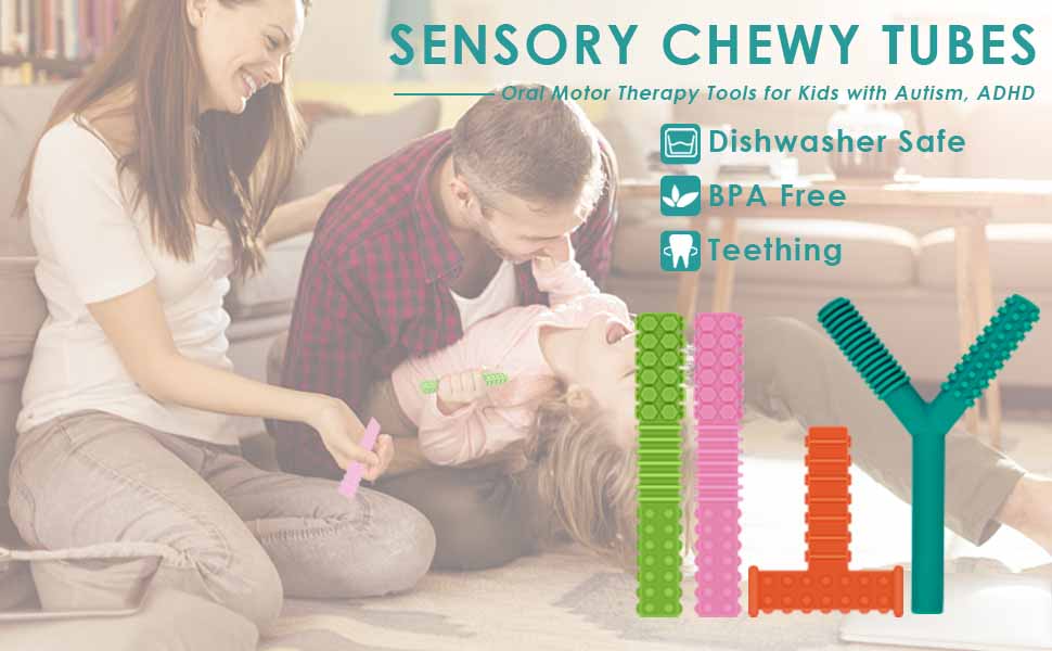 Amazon.com : ERKOON Sensory Chew Toys for Autistic Children, 4 Pack Silicone Chewy Tube Oral ...