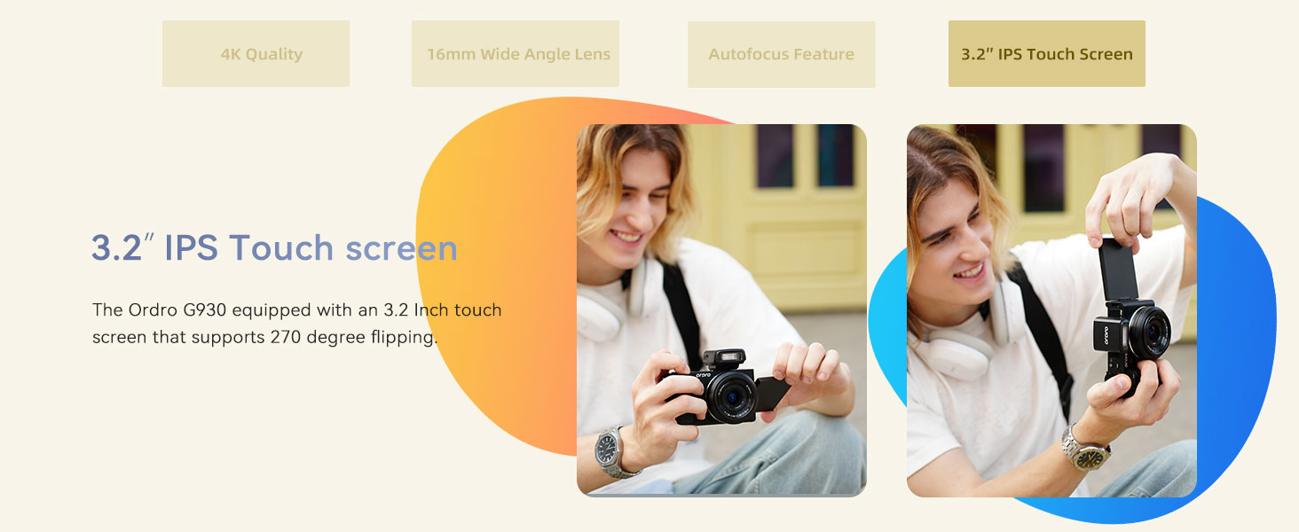 Amazon.com: Ordro G930 5K 數位相機,適用於內容創作者影音部落客和攝影,附 5 倍光學變焦、自動對焦和廣角(黑色組合) : 電子