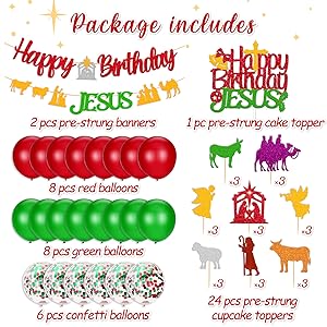 Amazon.com: 49 PCS Happy Birthday Jesus Decorations Christmas Jesus ...